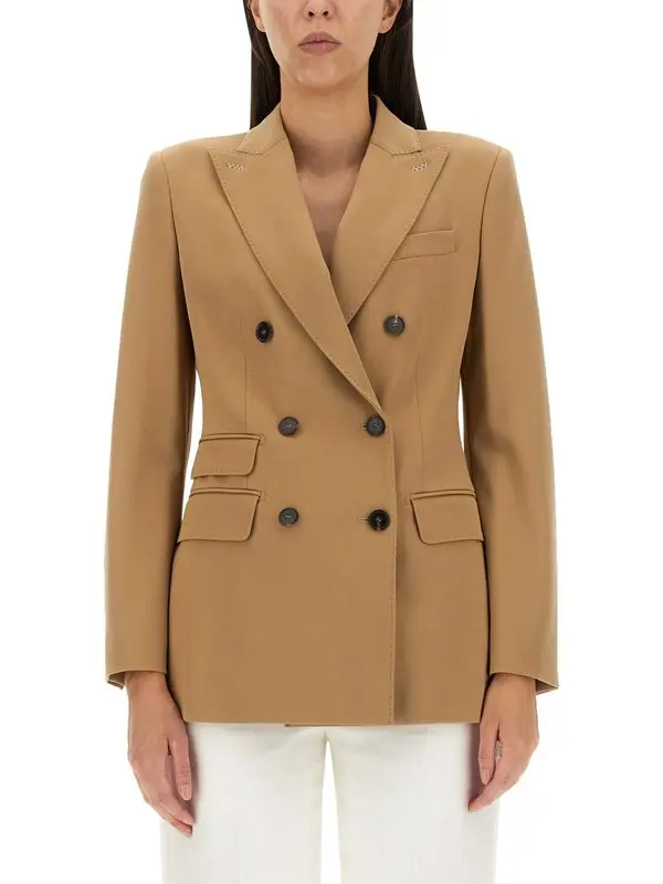 Max Mara Double-breasted Wool Blazer - Beige
