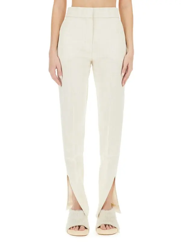 Jacquemus Side Split Straight-leg Linen Blend Trousers - White