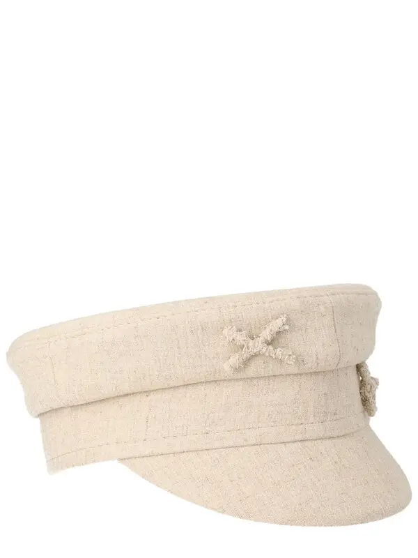 Ruslan Baginskiy Linen Blend Newsboy Cap - Beige