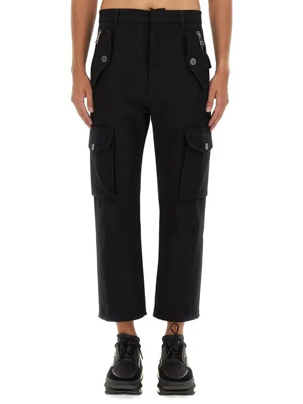 Balmain Cropped Cotton Cargo Trousers