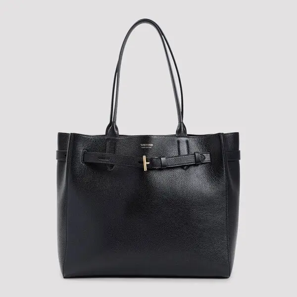 TOM FORD Medium Calf Leather Tote Handbag With Shoulder Carry For - Black
