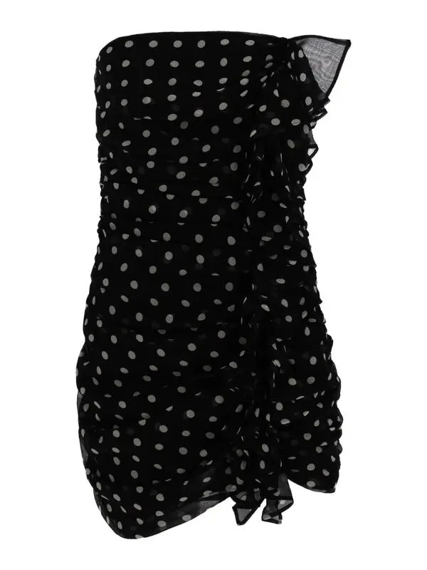 Nina Ricci Polka Dot Strapless Mini Dress - Black