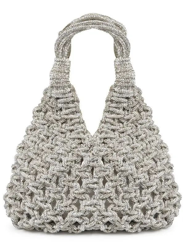 HIBOURAMA Braided Crystal-inspired Handbag - Silver