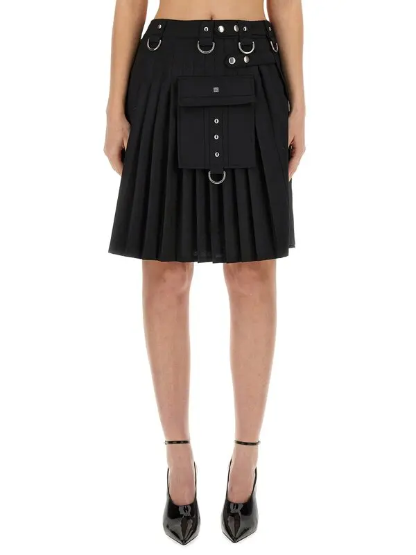 Givenchy Reversible Wool & Mohair Kilt Skirt