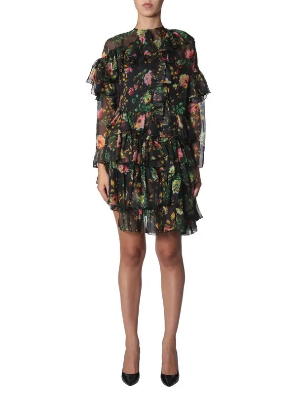 MSGM Asymmetric Floral Print Dress