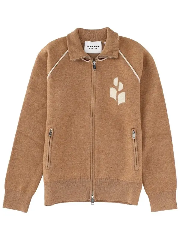 MARANT ETOILE Zip-up Knit Jacket - Beige