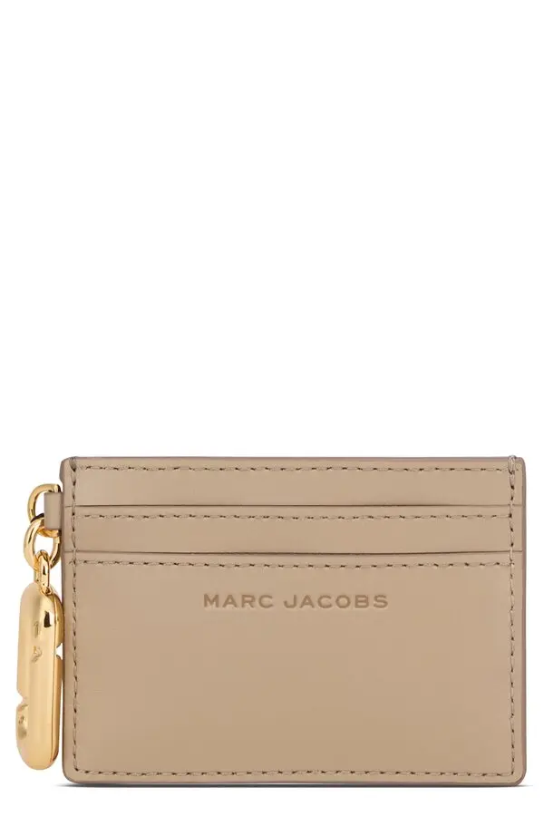 Marc Jacobs Mini Leather Card Case 7 X 10 Cm - Beige