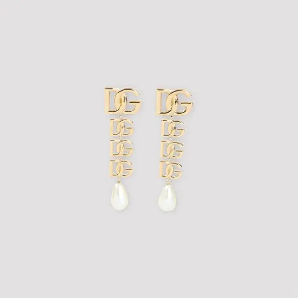 Dolce & Gabbana Brass & Plexiglass Drop Earrings With Pearl Detail - Metallic