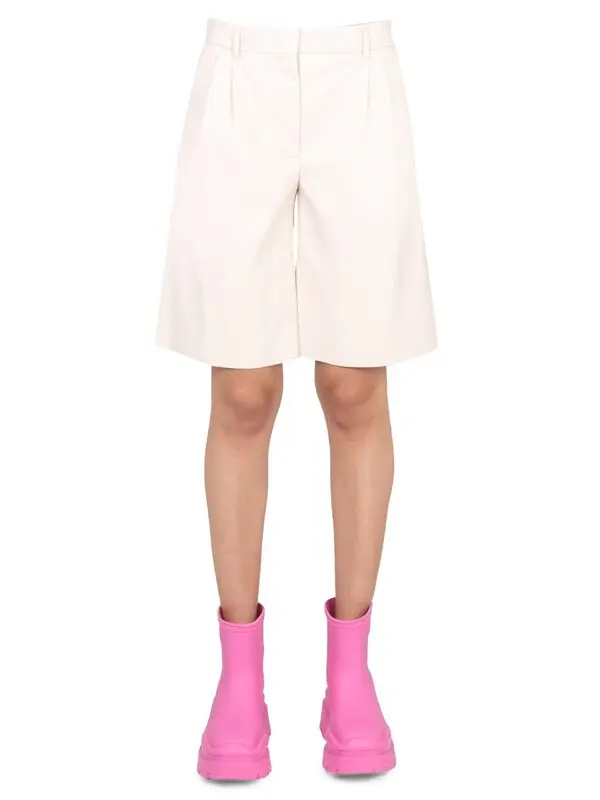 MSGM Faux Leather Bermuda Shorts - Ivory