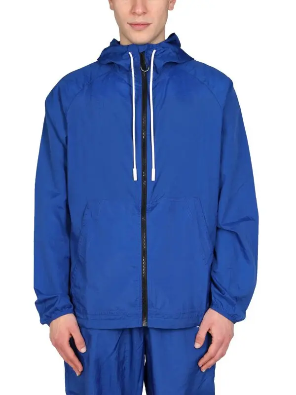 MARCELO BURLON COUNTY OF MILAN Cross Print Nylon Windbreaker Jacket - Blue