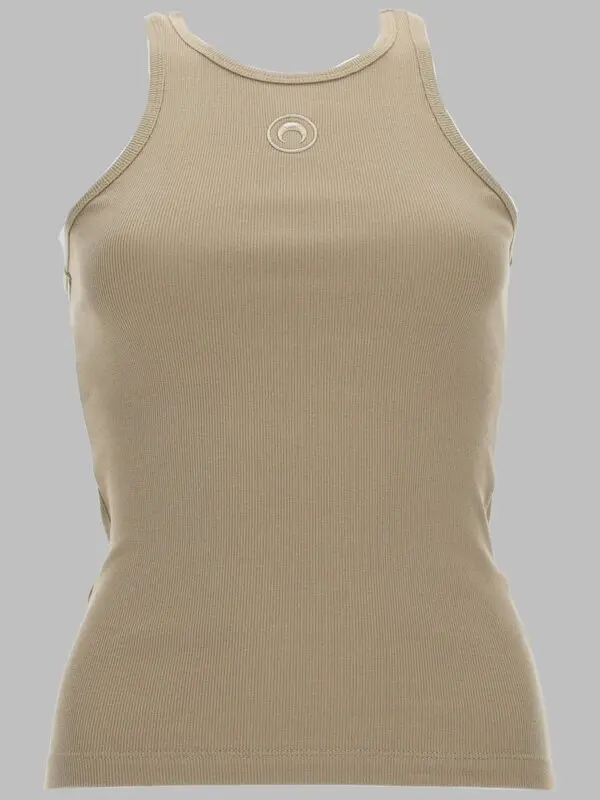 MARINE SERRE Slim Fit Moon Logo Top - Beige