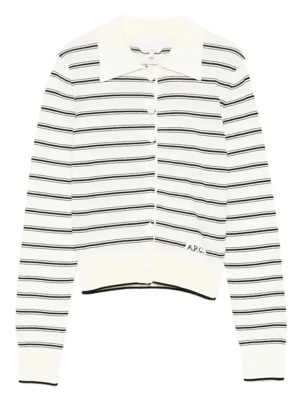 A.p.c. Striped Button-front Cardigan With Collar - Bianco