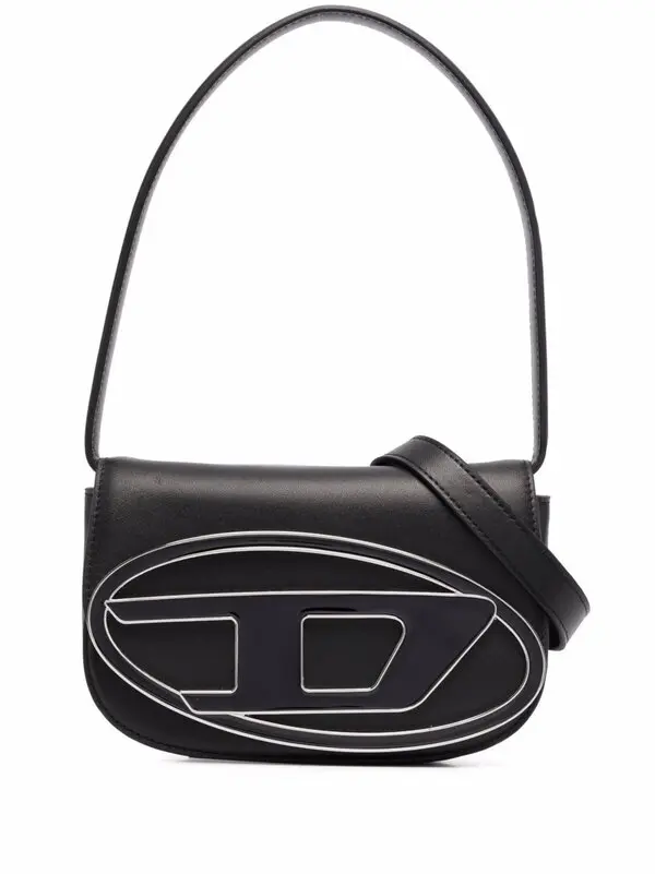 DIESEL® Mini Top Handle Shoulder Bag With Logo Plaque - Onyx