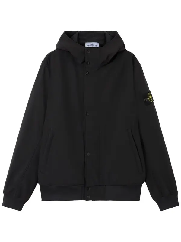 Stone Island Hooded Zip-front Jacket - Black