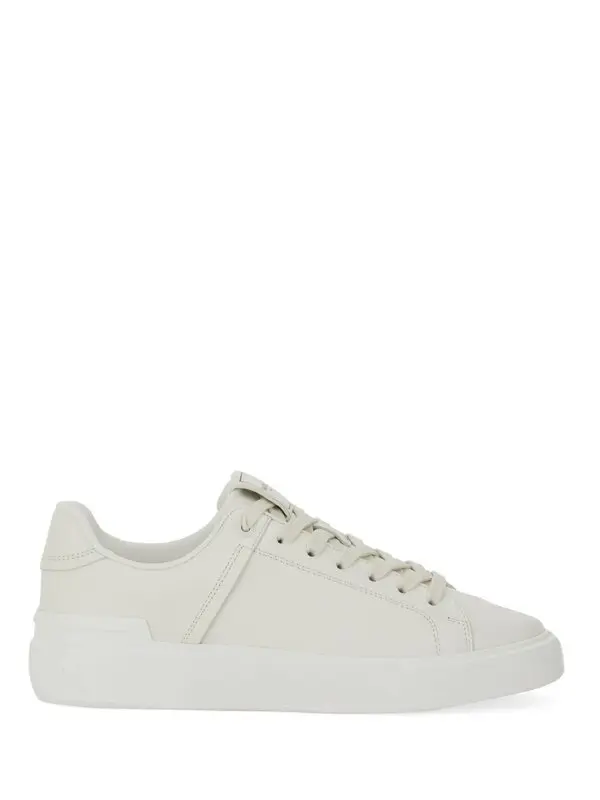 Balmain B-court Sneakers With Logo Patch - White