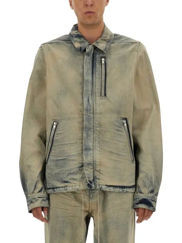 Rick Owens Regular Fit Cotton Concealed Zip-front Jacket - Denim