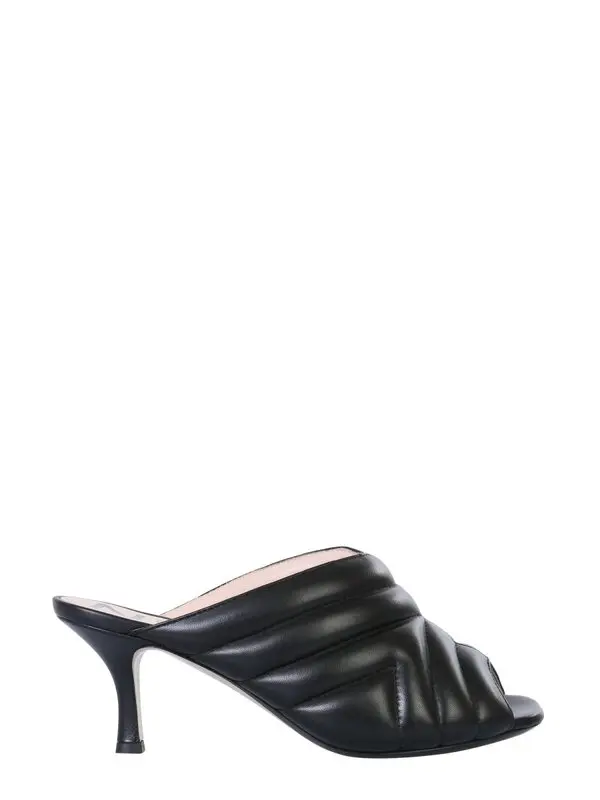 N°21 Chevron Pattern Flat Sandals With 5 Cm Heel - Black