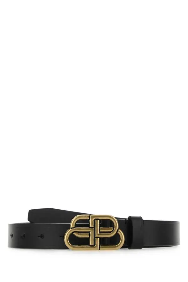 Balenciaga Slim Belt With Gold Tone Bb Monogram Buckle