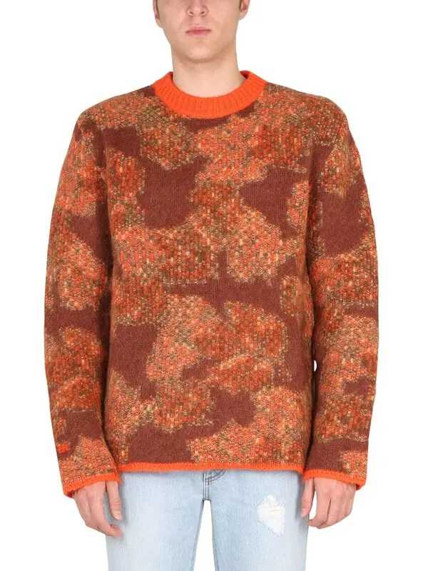 ERL Choker" Textured Knit Sweater - Orange