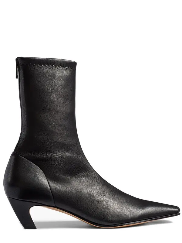 Khaite 40mm Square-toe Leather Heeled Boot - Nero
