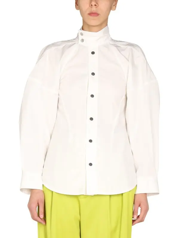 Bottega Veneta Relaxed Fit High Neck Shirt - White