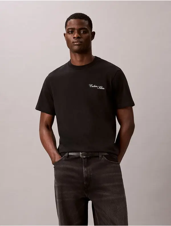 Calvin Klein Embroidered Calligraphy Easy Tee - Black