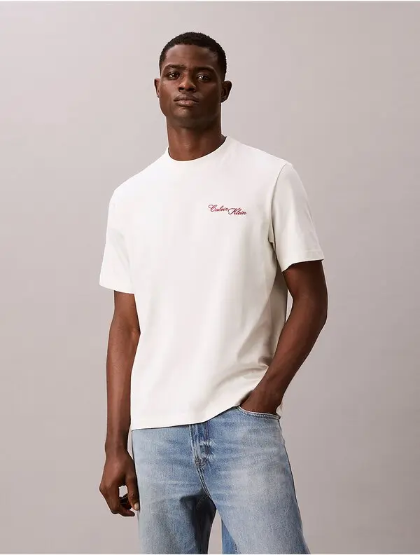 Calvin Klein Embroidered Calligraphy Easy Tee - Tofu