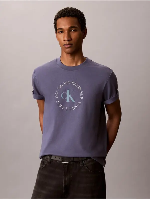 Calvin Klein Circle Logo Monogram Graphic Tee - Blue Nomad