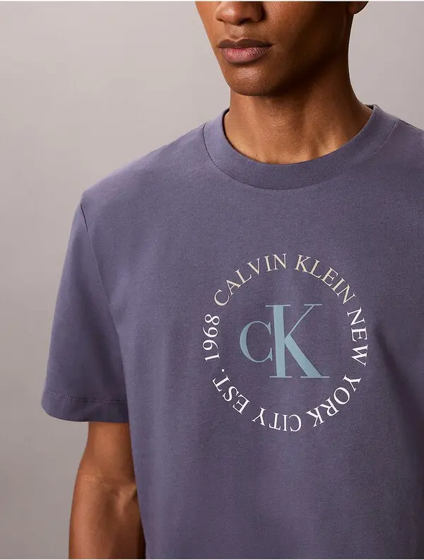 Calvin Klein Circle Logo Monogram Graphic Tee - Blue Nomad