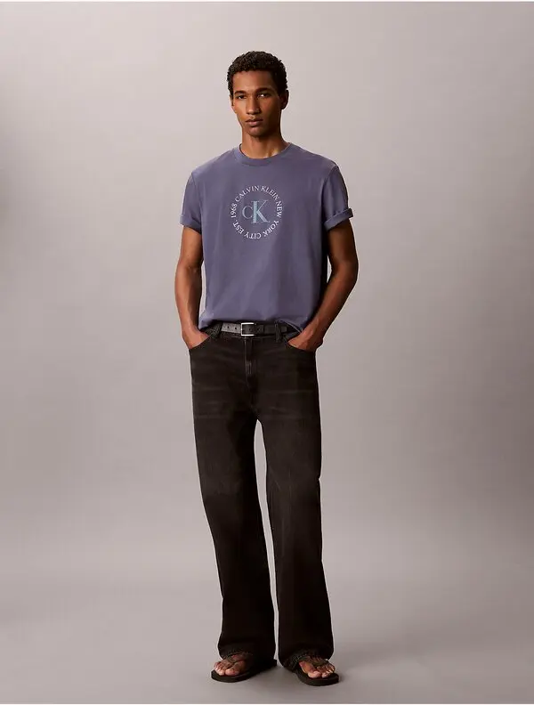 Calvin Klein Circle Logo Monogram Graphic Tee - Blue Nomad