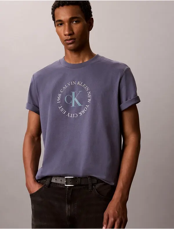 Calvin Klein Circle Logo Monogram Graphic Tee - Blue Nomad