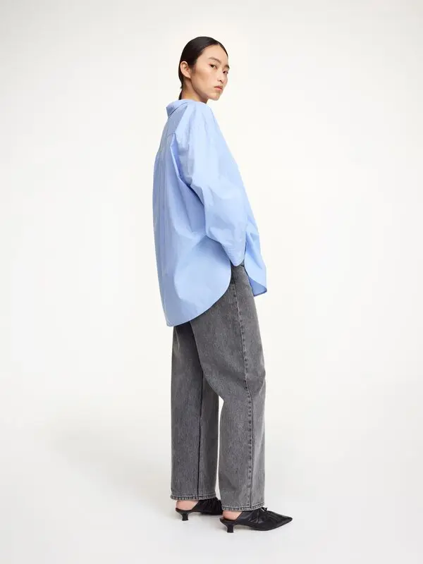 BY MALENE BIRGER Derris Organic Cotton Shirt - Blue Iris Stripe Small