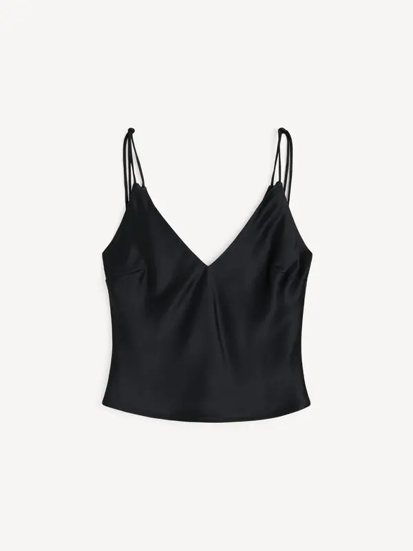 BY MALENE BIRGER Pasca Satin Cropped Top - Black