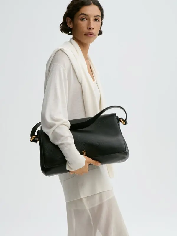 BY MALENE BIRGER Lelou Leather Shoulder Bag - Black