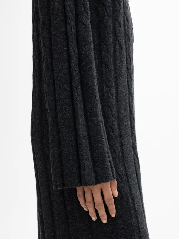 HOUSE OF DAGMAR Cashmere Blend Cable Knit Polo Dress