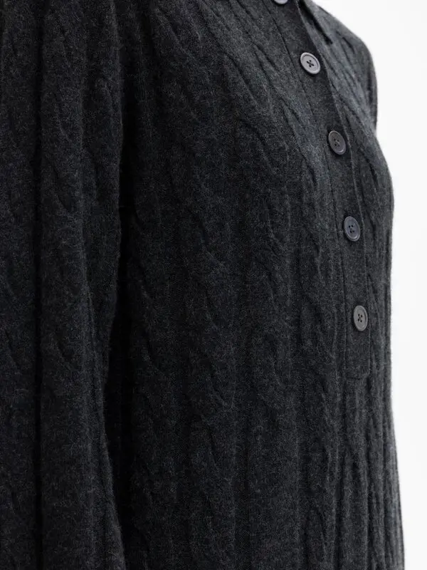 HOUSE OF DAGMAR Cashmere Blend Cable Knit Polo Dress
