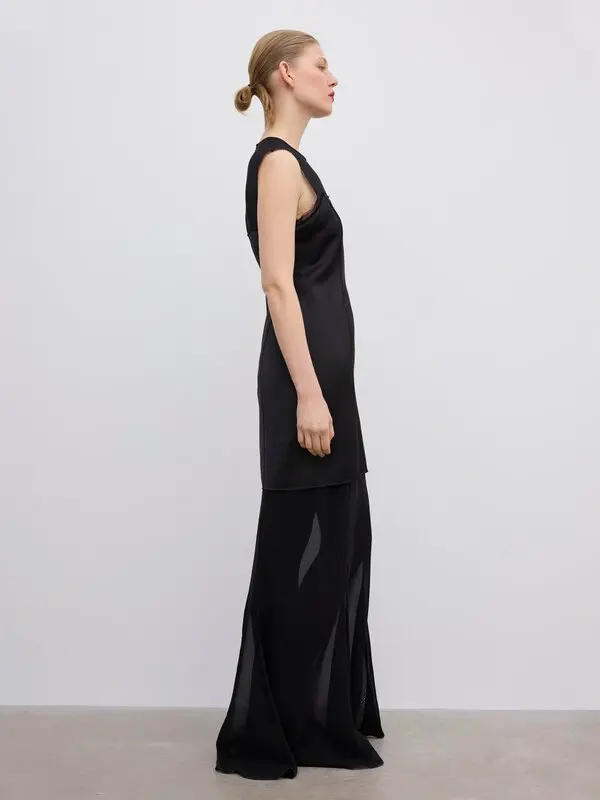 HOUSE OF DAGMAR Sleeveless Duchesse Satin And Crepe Chiffon Maxi Dress