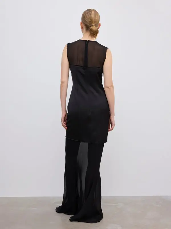 HOUSE OF DAGMAR Sleeveless Duchesse Satin And Crepe Chiffon Maxi Dress
