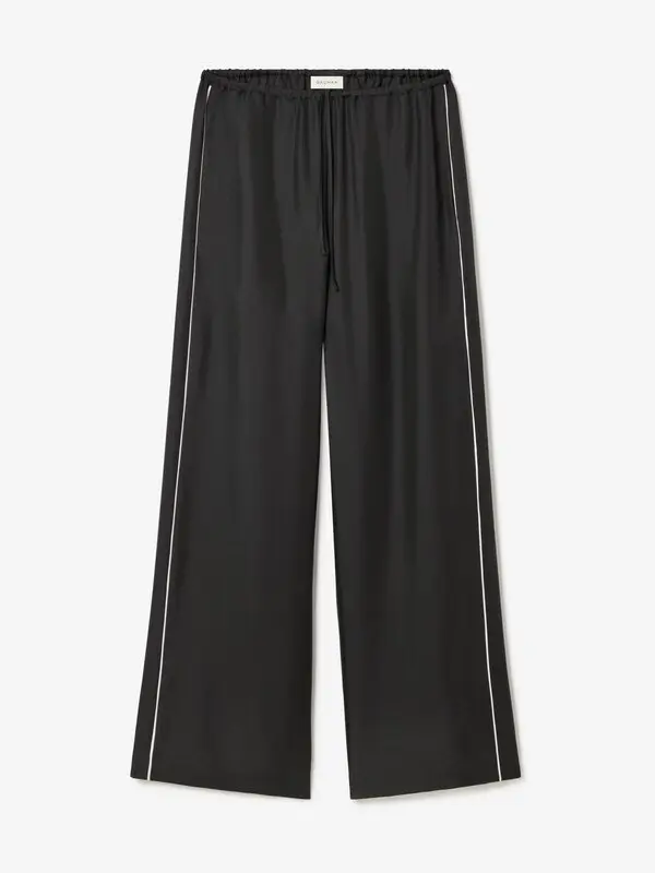 HOUSE OF DAGMAR Silk Twill Relaxed Trousers With Contrast Piping