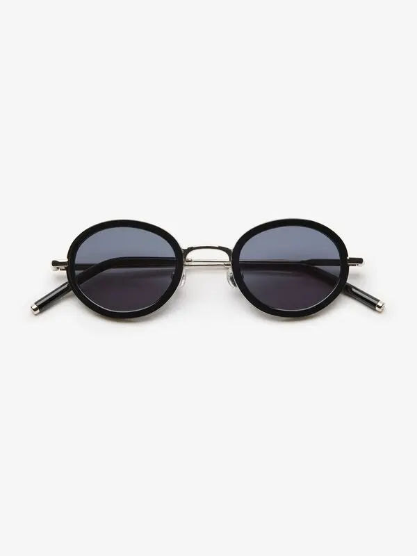 HOUSE OF DAGMAR Round Frame Sunglasses With Silver Tone Detailing - Black