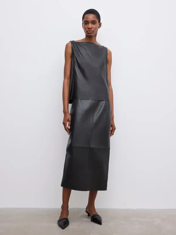 HOUSE OF DAGMAR Sleeveless Lambskin Nappa Leather Top