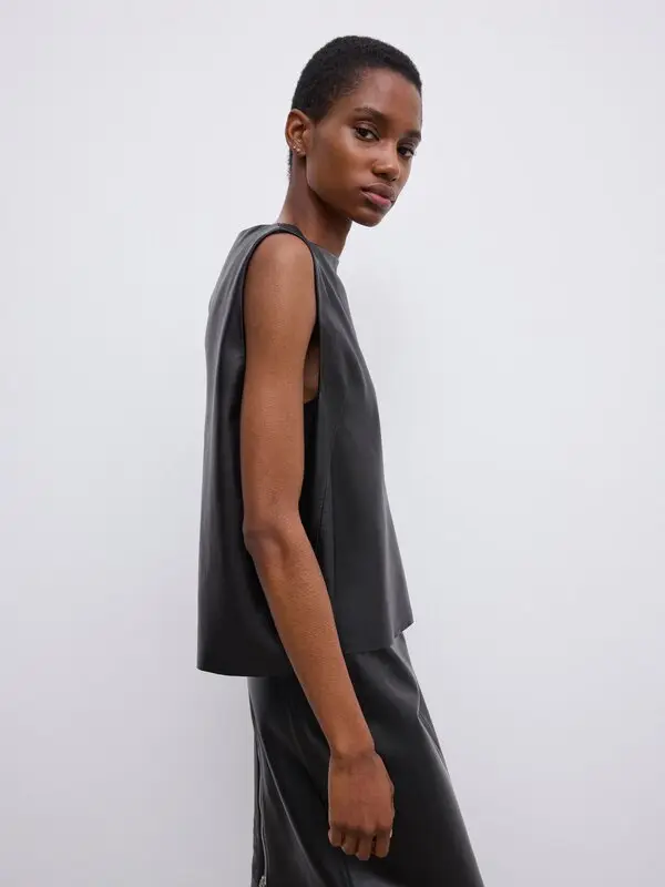 HOUSE OF DAGMAR Sleeveless Lambskin Nappa Leather Top