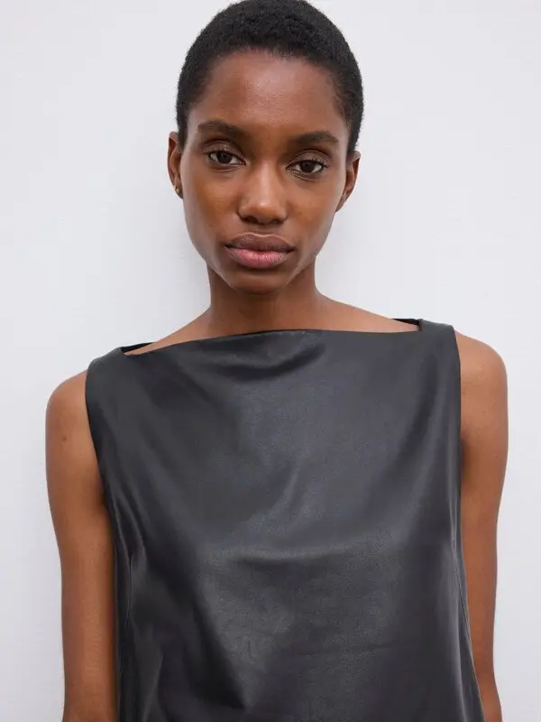 HOUSE OF DAGMAR Sleeveless Lambskin Nappa Leather Top