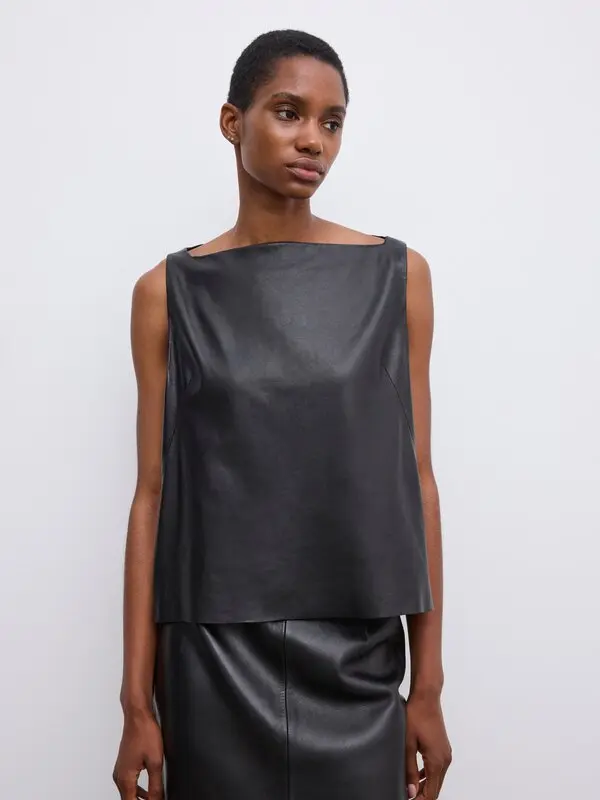 HOUSE OF DAGMAR Sleeveless Lambskin Nappa Leather Top