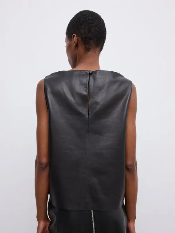 HOUSE OF DAGMAR Sleeveless Lambskin Nappa Leather Top