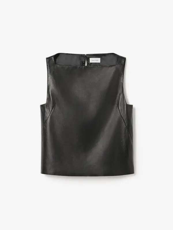 HOUSE OF DAGMAR Sleeveless Lambskin Nappa Leather Top