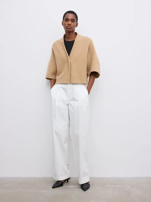 HOUSE OF DAGMAR V-neck Cropped Cardigan - Camel