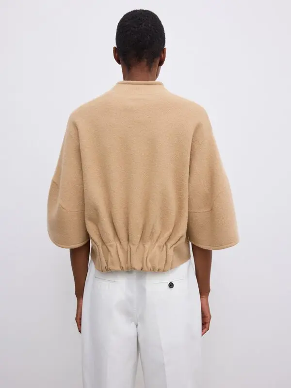 HOUSE OF DAGMAR V-neck Cropped Cardigan - Camel