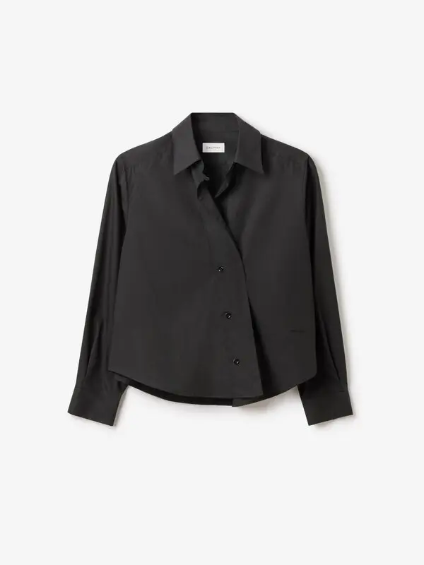 HOUSE OF DAGMAR Asymmetric Collar Cropped Shirt - Black