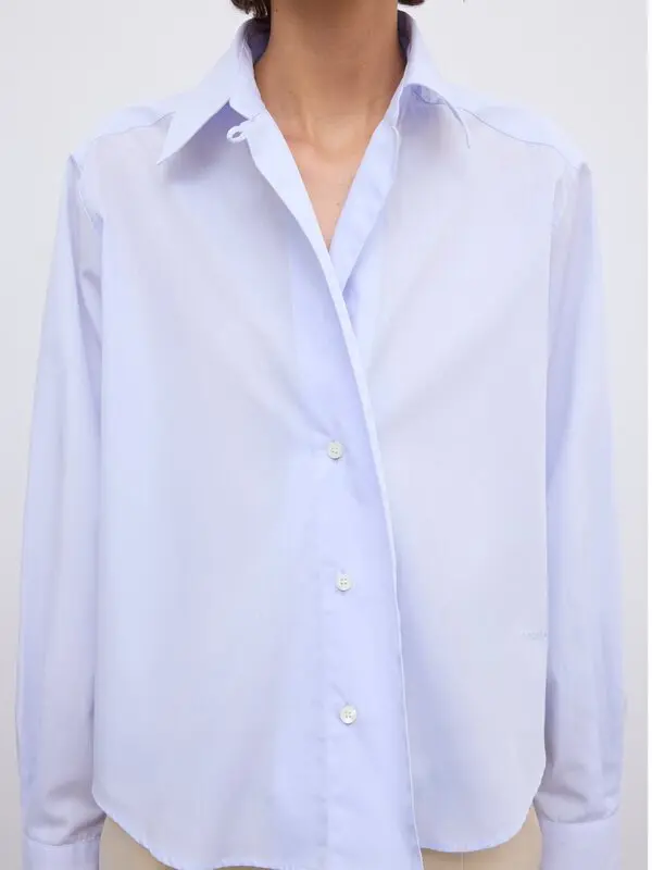 HOUSE OF DAGMAR Organic Cotton Cropped Shirt - Light Blue